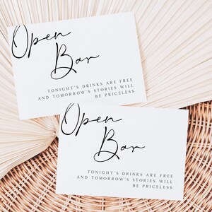 Open Bar Sign, Wedding Bar Sign, Printable Wedding Bar Template ...