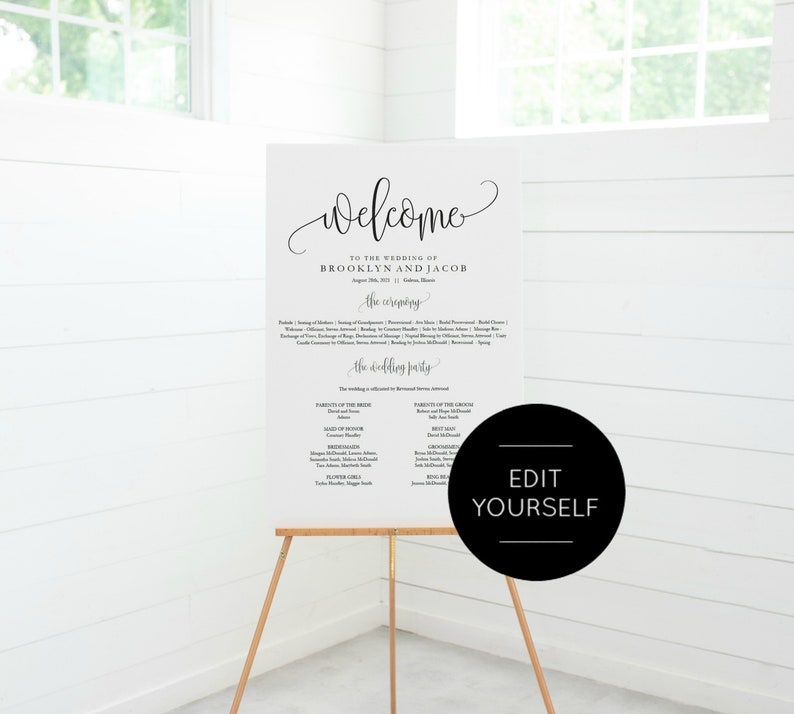 Wedding Welcome Program Poster Wedding Program Poster - Etsy