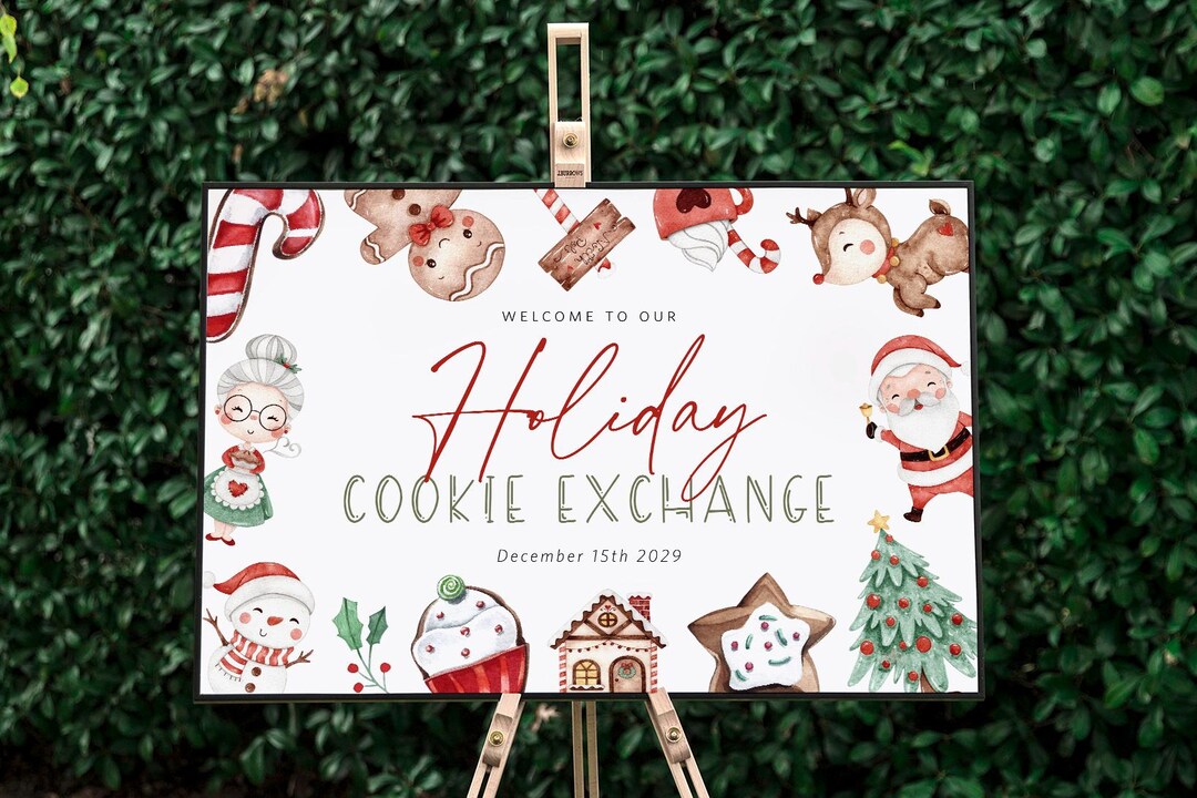 Christmas Welcome Sign, Cookie Exchange Sign, Printable Welcome Sign ...