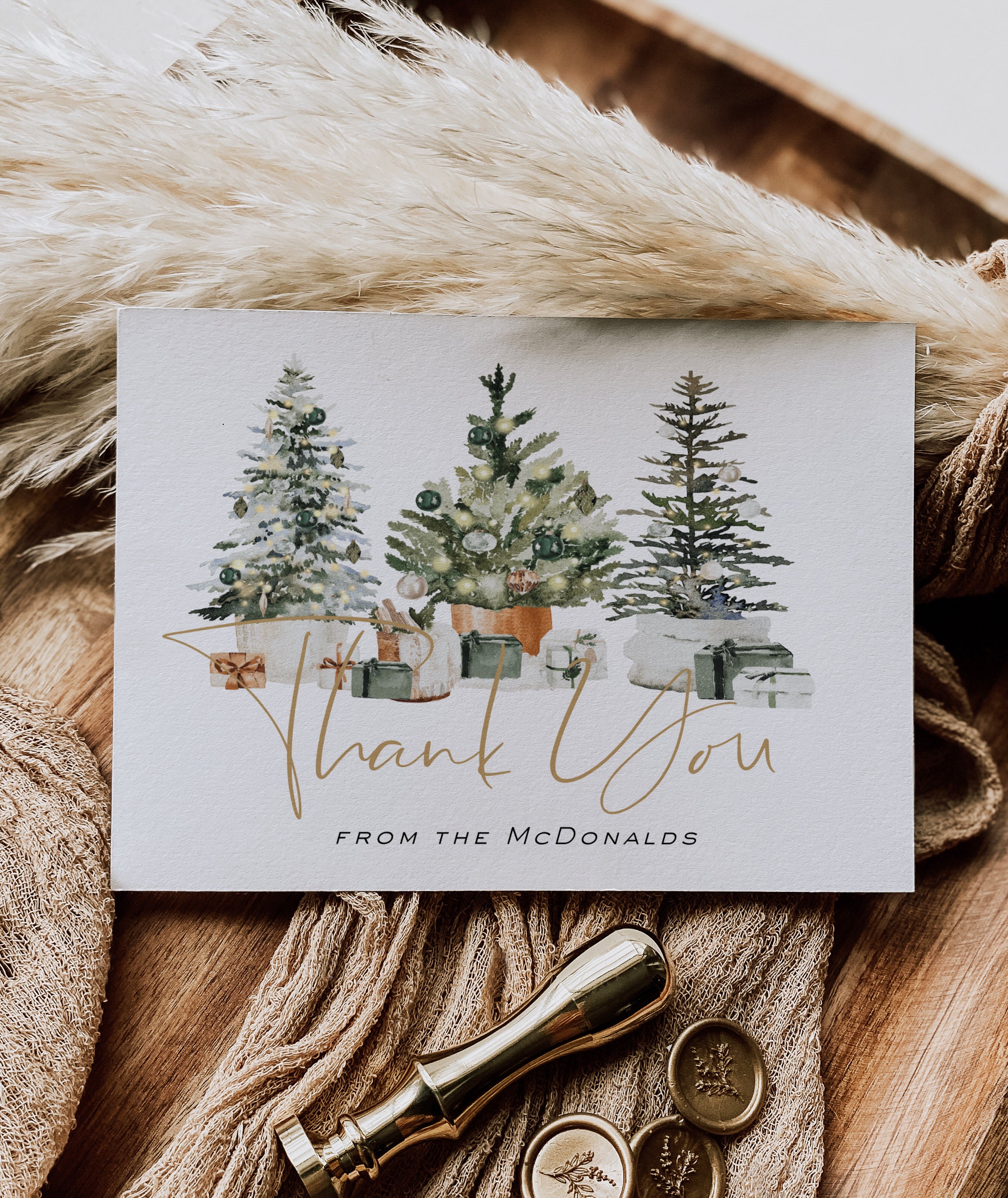 Christmas Thank You Card Template Thank You Card Printable - Etsy