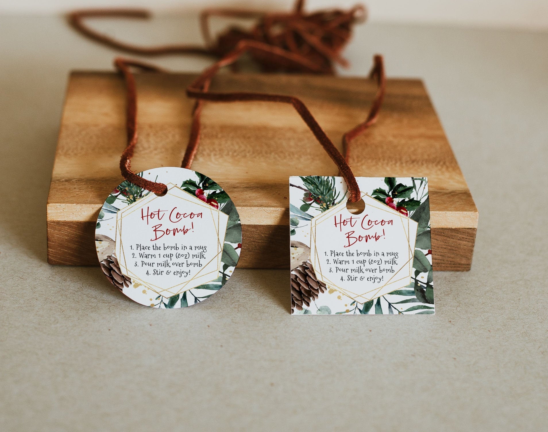 Printable Bomb Directions Tags WLP-PCH 3891 Christmas Trees Cocoa Favor ...