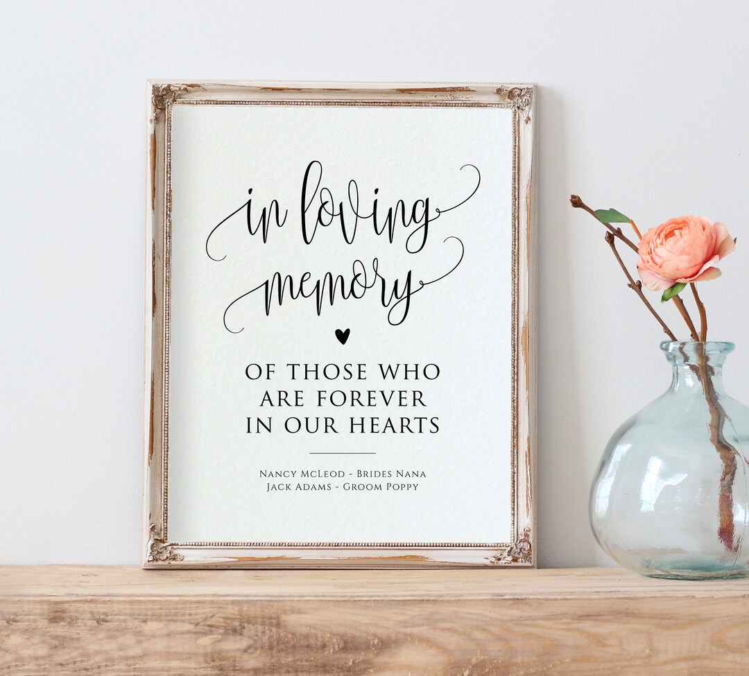 In Loving Memory Sign, Wedding Sign, Wedding Memory Sign Template, in ...