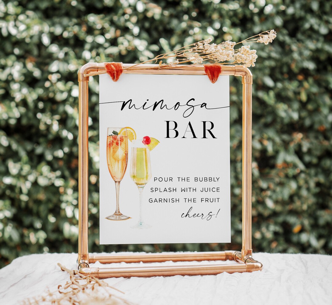 Mimosa Bar Sign, Printable Bar Sign, Script Momosa Bar Sign, Modern Bar ...