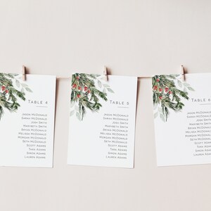 Christmas Seating Chart Cards, Holiday Seating Chart Wedding, Printable ...