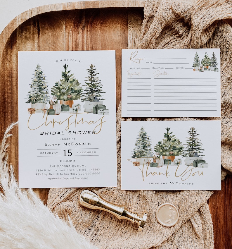 Christmas Bridal Shower Invitation Set, Holiday Bridal Shower ...