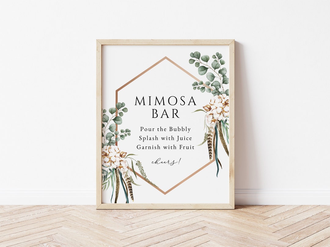 Boho Mimosa Bar Sign, Mom-osa Bar Sign, Greenery Mimosa Bar Sign ...