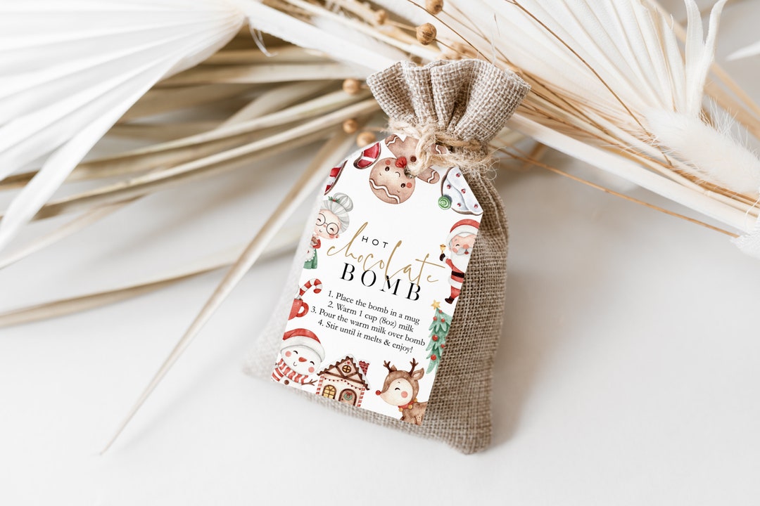 Christmas Hot Chocolate Bomb Tag, Printable Bomb Directions Tags, Cocoa ...