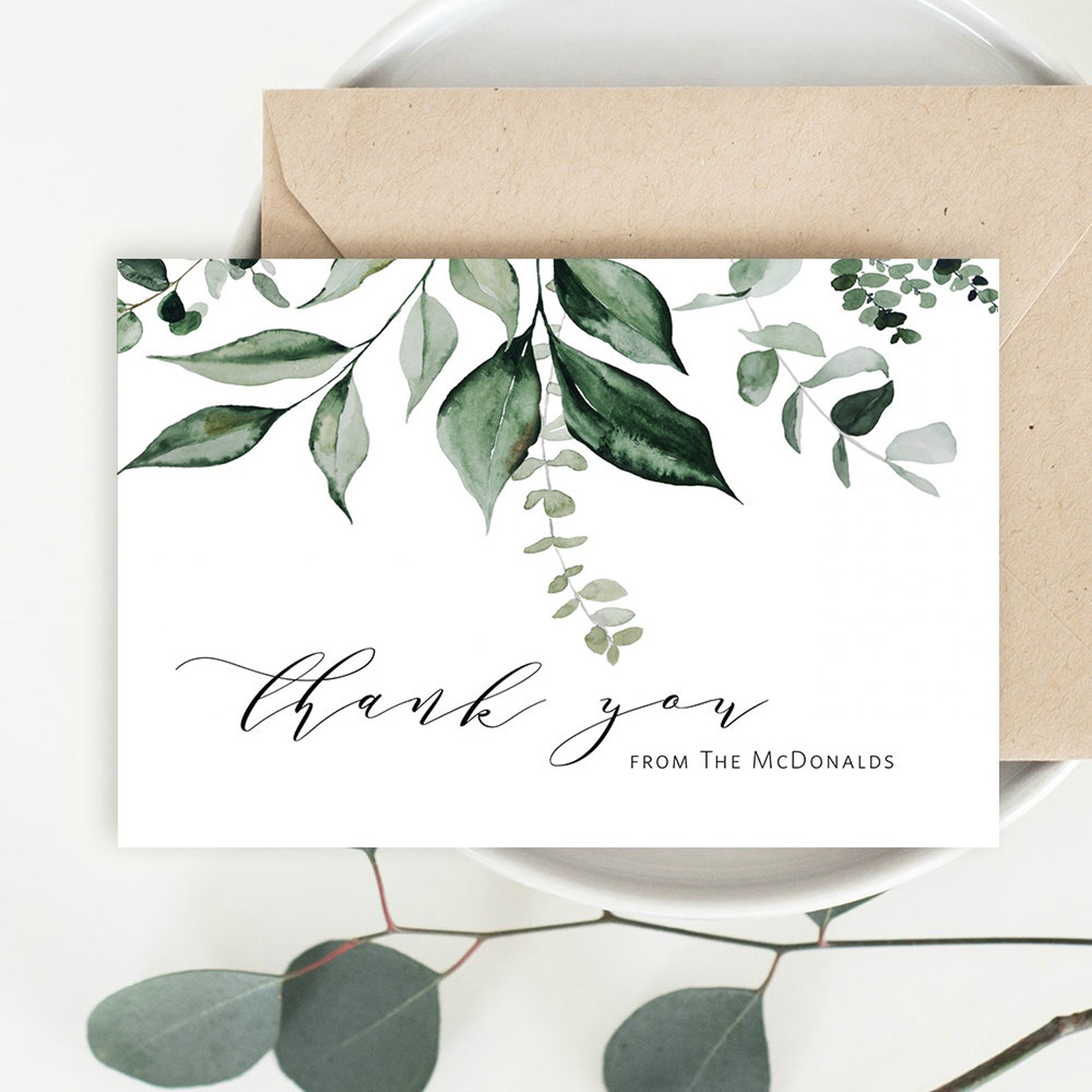 Eucalyptus Thank You Card Thank You Card Printable Thank You | Etsy