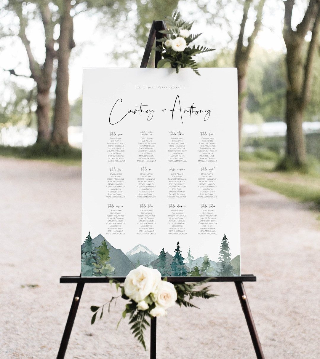Mountain Wedding Seating Chart, Printable Table Seating Chart, Pine ...