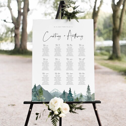 Mountain Seating Chart Poster Woodland Printable Wedding - Etsy
