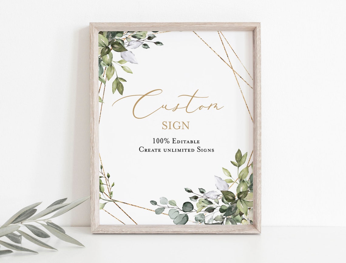 Greenery Custom Sign portrait and Landscape Editable Sign - Etsy