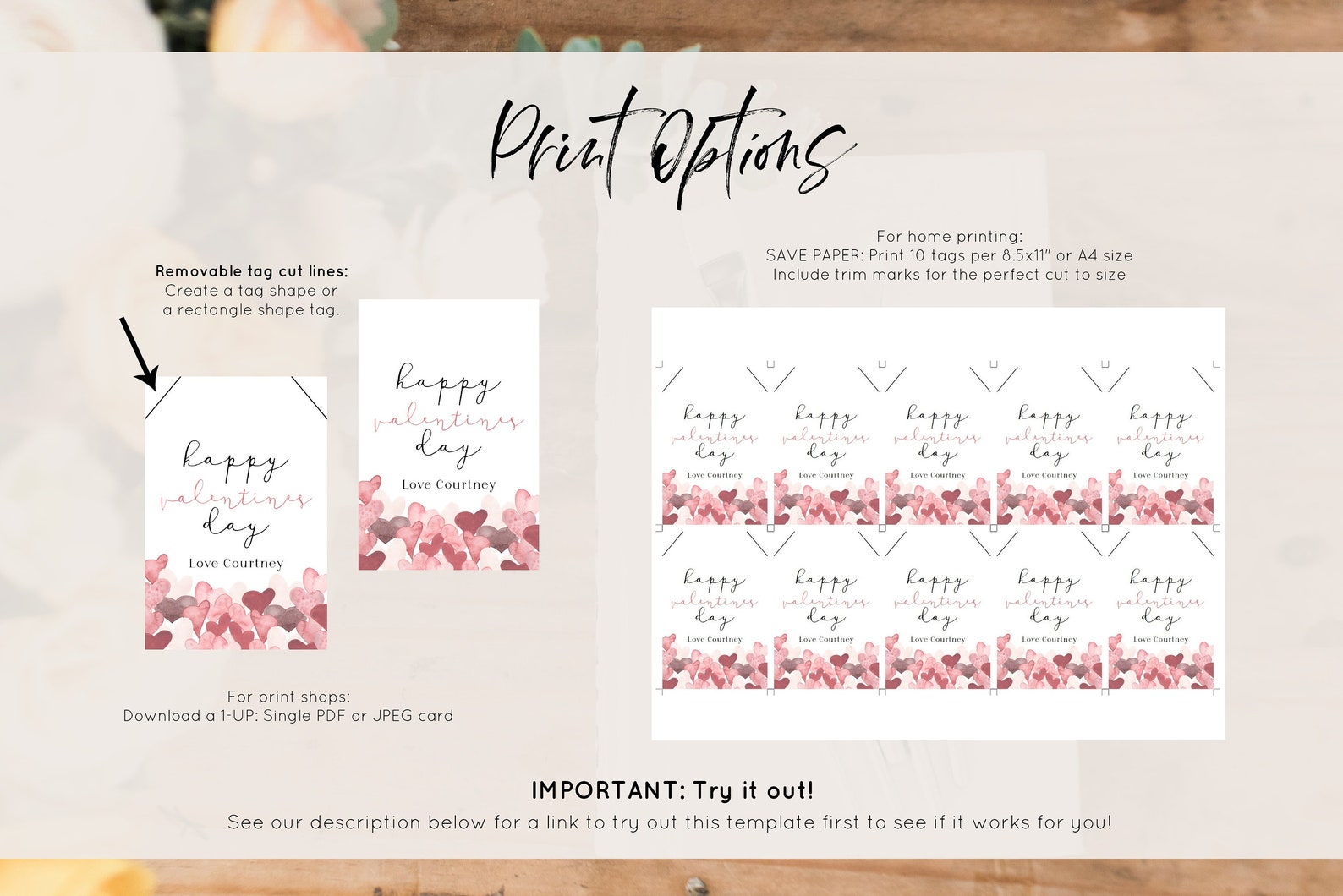 Valentines Day Hearts Tag Pink Hearts Tag Printable - Etsy