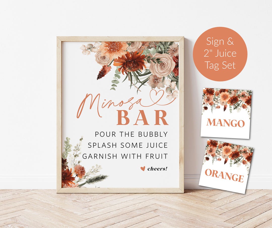 Fall Mimosa Bar Sign, Autumn Mimosa Bar Signs, Burgundy Mimosa Sign ...