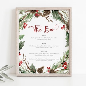 Christmas Bar Menu, Holiday Bar Sign, Printable Bar Menu Sign, 8x10 ...