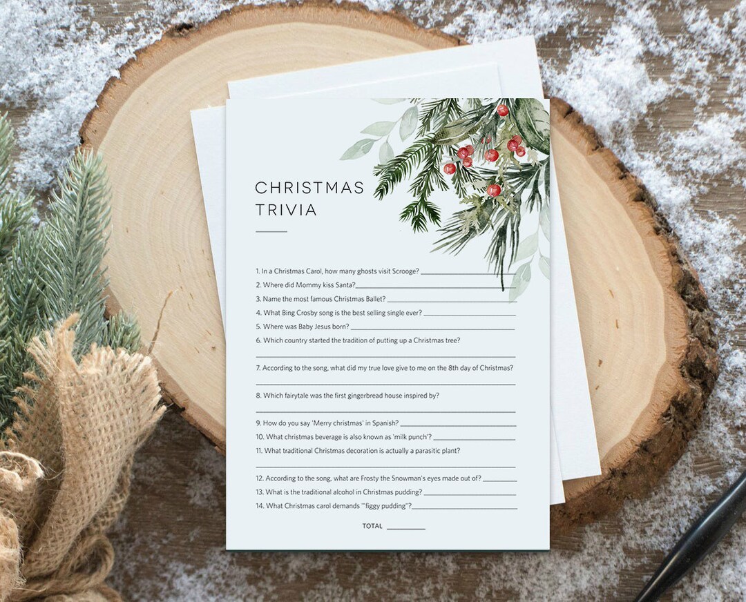Christmas Trivia Game, Holiday Party Game, Chrsitmas Trivia Card ...