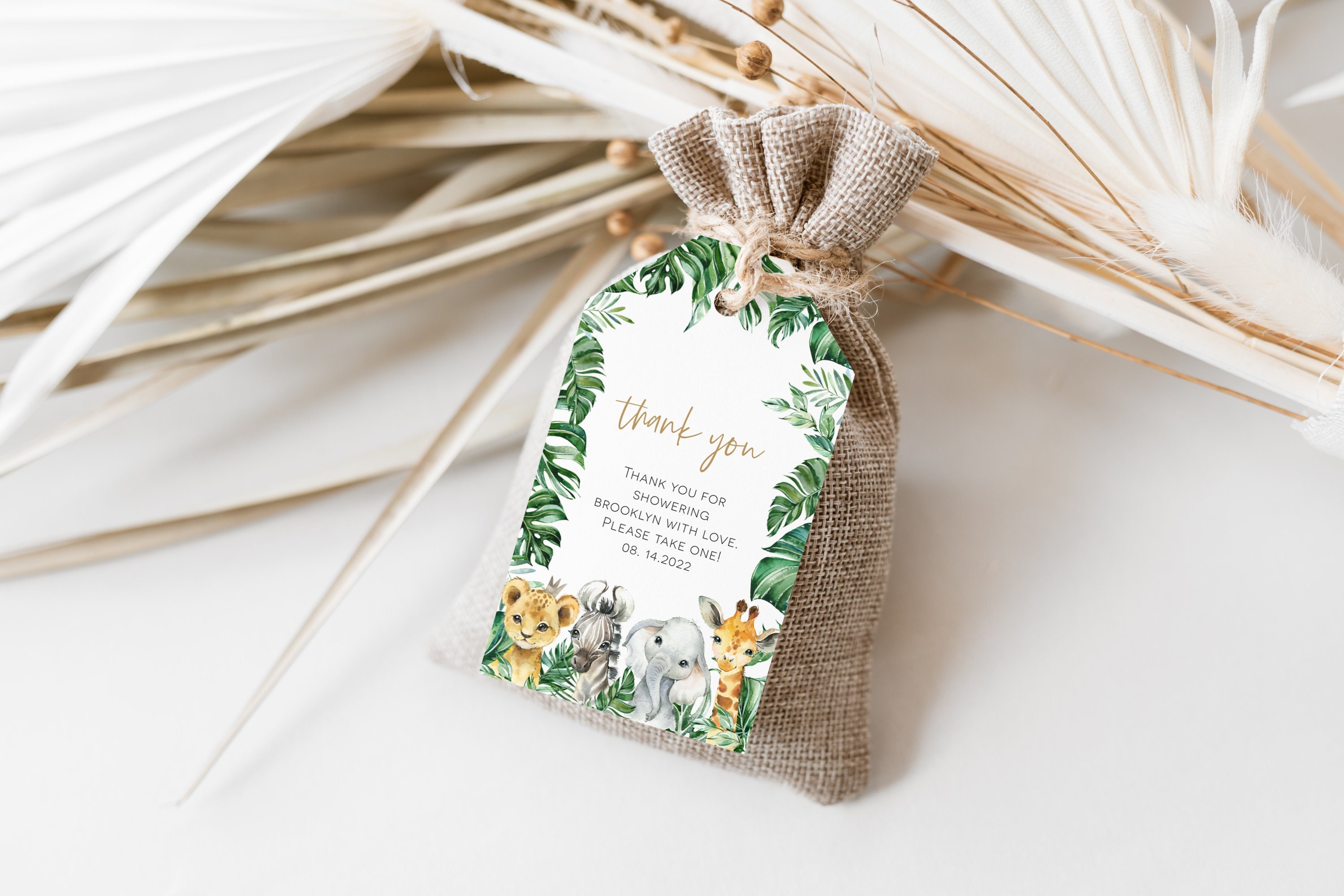 Jungle Favor Tag Templett Thank You Tag Printable Safari | Etsy