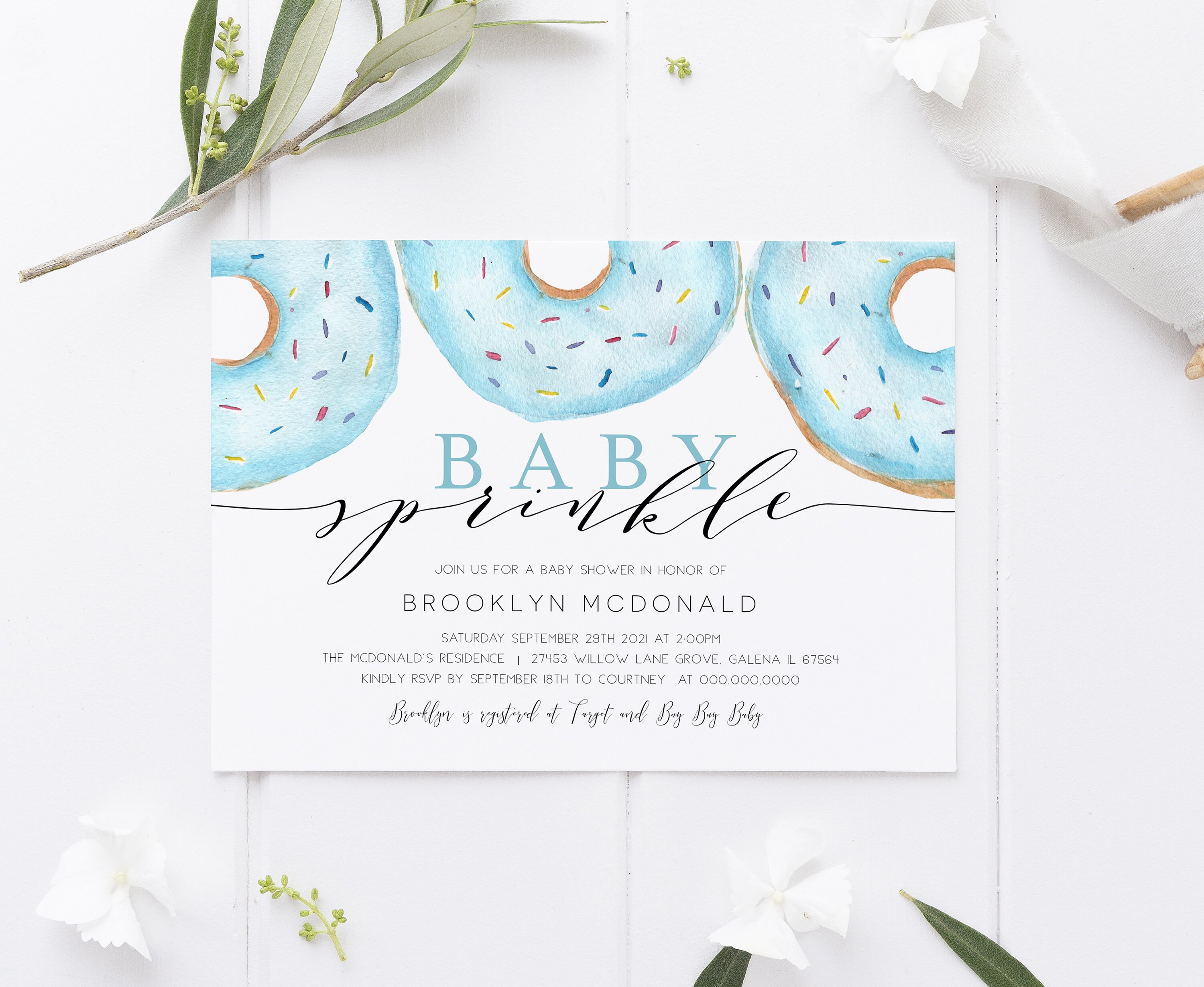 Baby Sprinkle Invitation Boy Baby Shower Invitation - Etsy