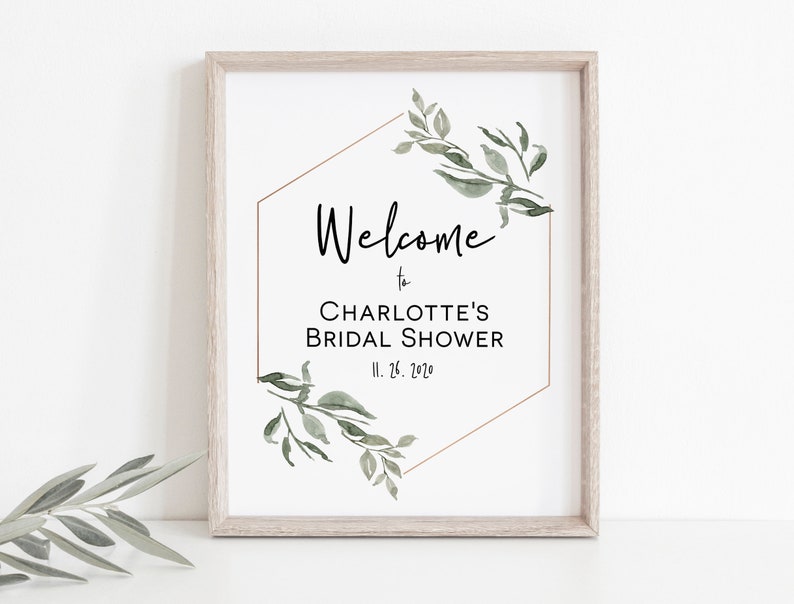Greenery Shower Welcome Sign Geometric Welcome Poster - Etsy