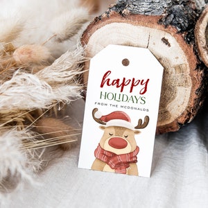 Christmas Gift Tag, Reindeer Printable Tag, Editable Christmas Tag ...