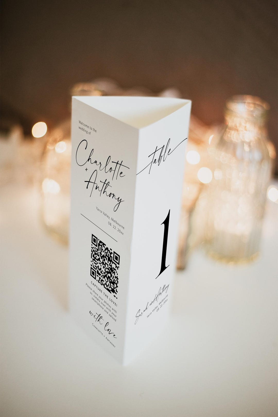 Minimalist Wedding Tri-fold Table Number, Tri-fold Table Menu, Triangle ...