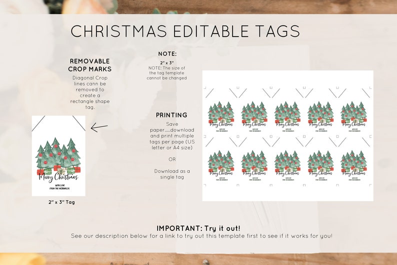 Christmas Wreath Tag Template, Rustic Christmas Gift Tags, Personalized ...