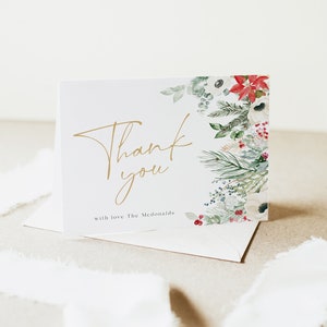 Christmas Thank You Card Template, Thank You Card Printable, Thank You ...