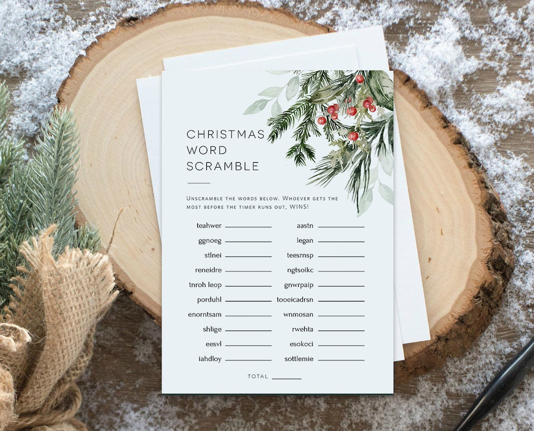 Christmas Word Unscramble Game, Holiday Party Game, Christmas Word Game ...