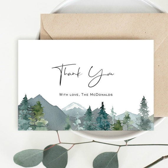 Mountain Thank You Card Template Thank You Card Printable - Etsy