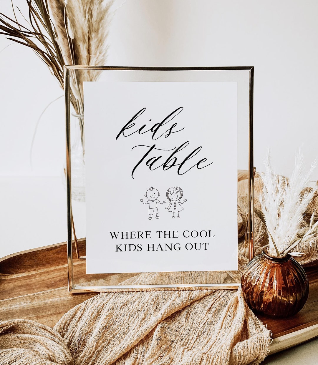 Kids Table Sign, Minimalist Wedding Children's Table Sign, Editable ...