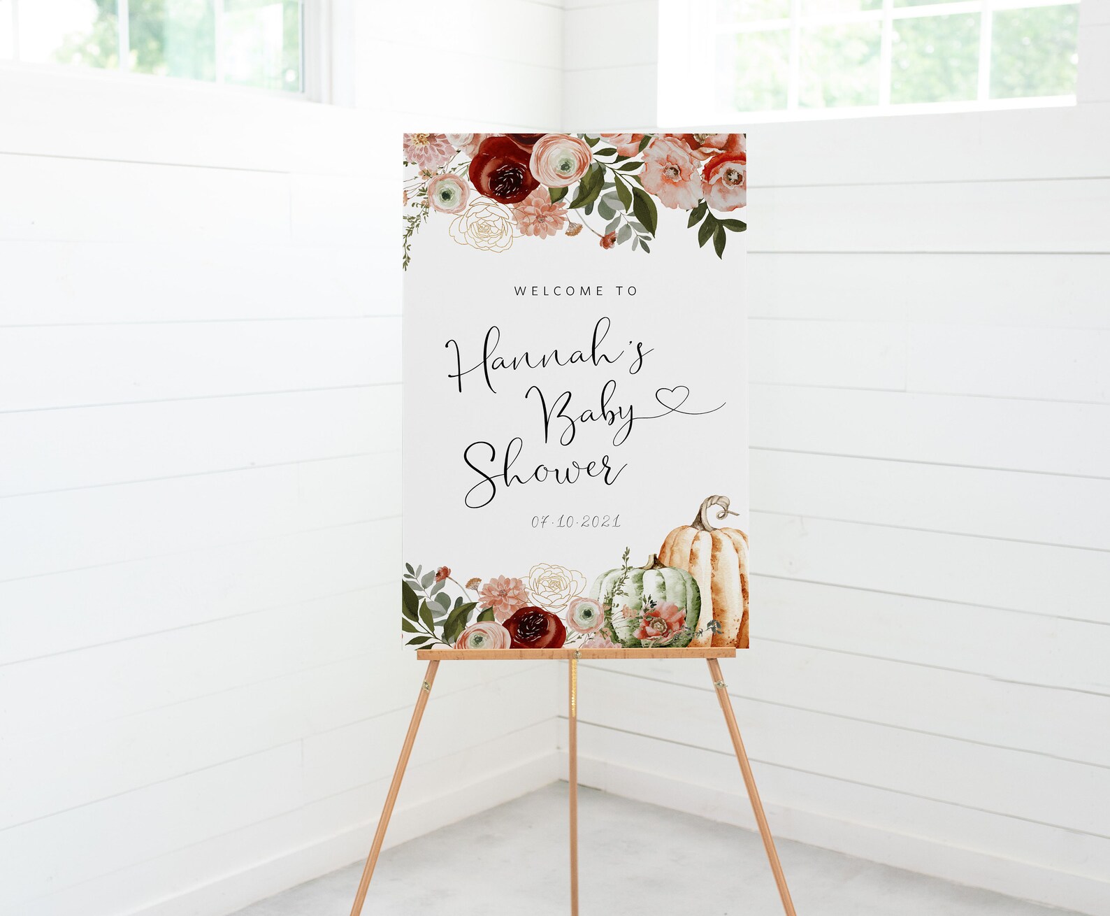 Burgundy Pumpkin Welcome Sign, Welcome Poster, Printable Welcome Sign ...