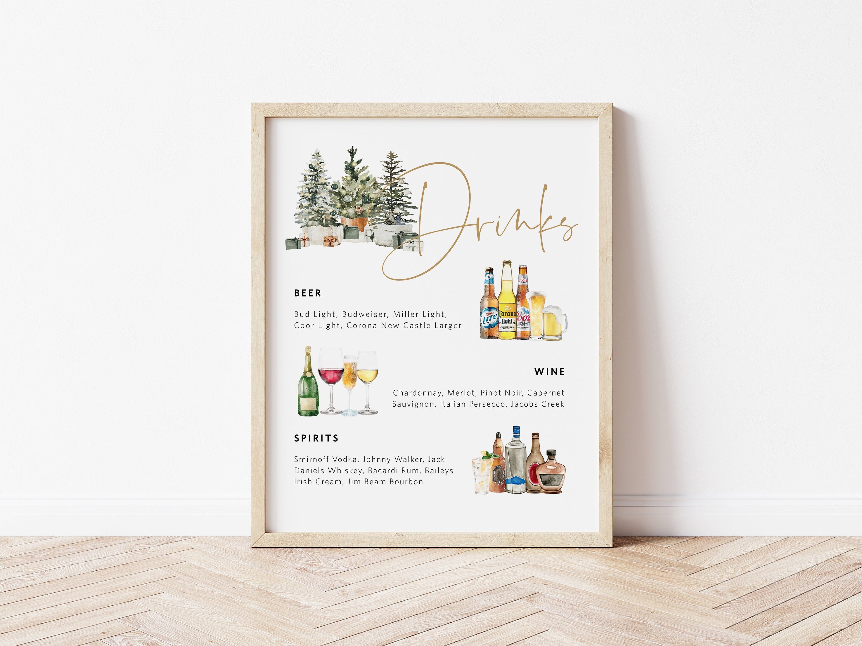 Christmas Drinks Sign Printable Christmas Bar Menu Template - Etsy