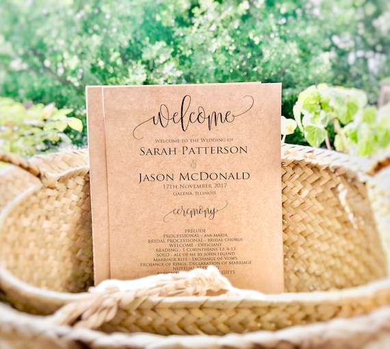 Rustic Wedding Program Printable Wedding Ceremony Program | Etsy