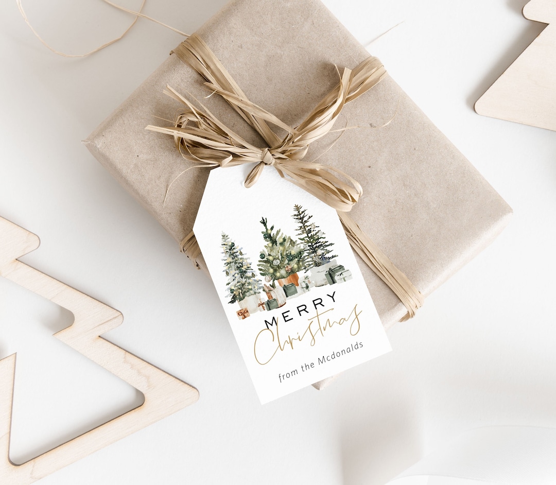 Christmas Trees Tag, Christmas Gift Tag, Holiday Gift Tag Template ...