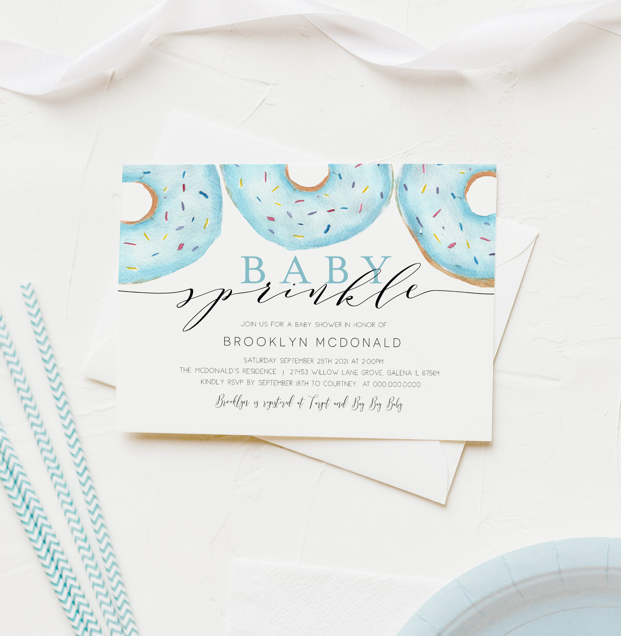 Baby Sprinkle Invitation Boy Baby Shower Invitation - Etsy