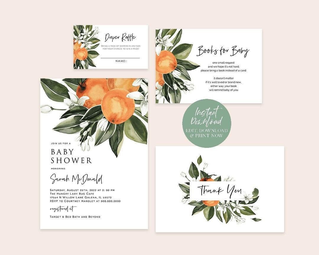 Citrus Baby Shower Invitation Baby Shower Bundle Baby Shower | Etsy