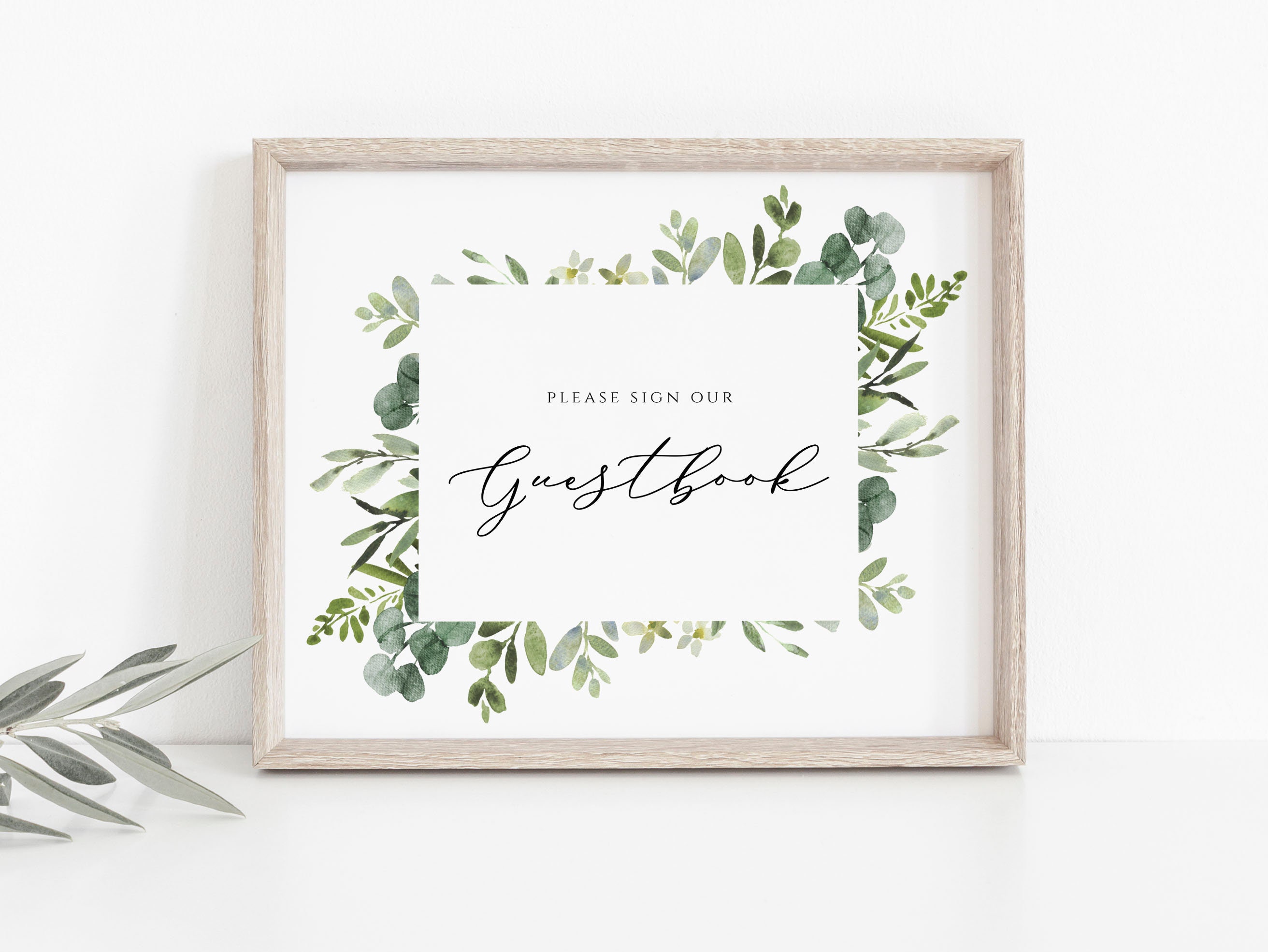 Please Sign our Guestbook Guestbook Sign Template Greenery | Etsy
