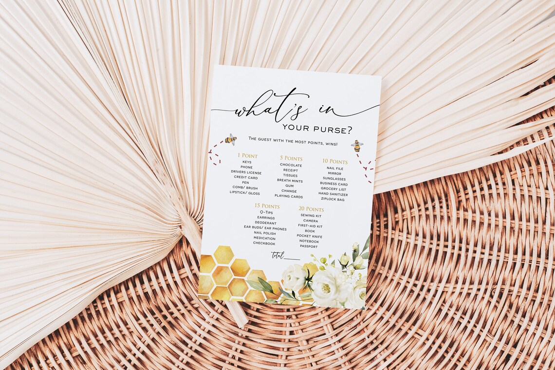 What's in Your Purse Game, Printable Bridal Shower Game, Purse Game ...