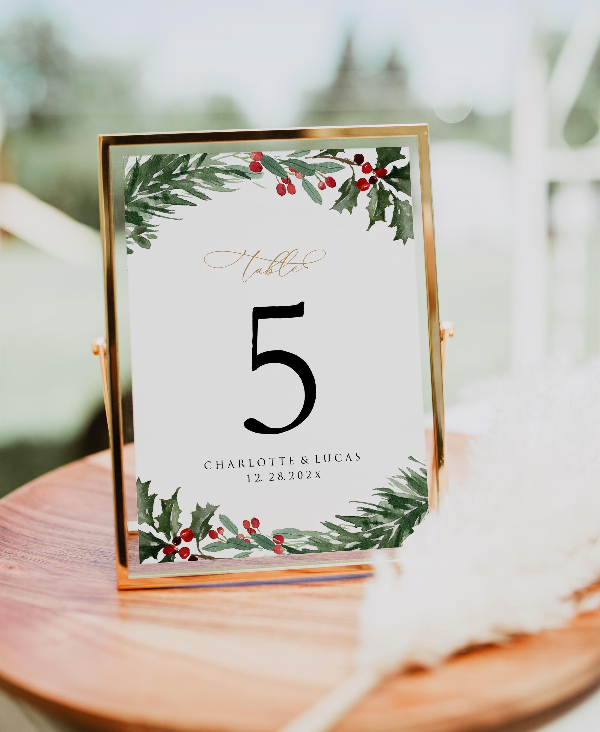 Christmas Printable Table Numbers, Holiday Table Numbers, 5x7 & 4x6 ...