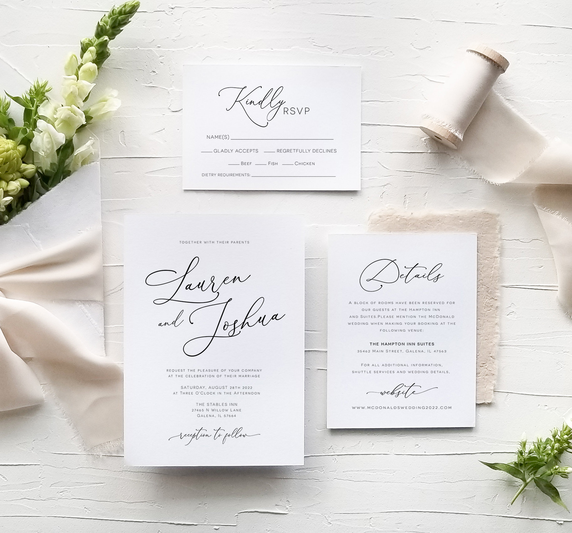 Script Wedding Invitation Calligraphy Wedding Invitation | Etsy