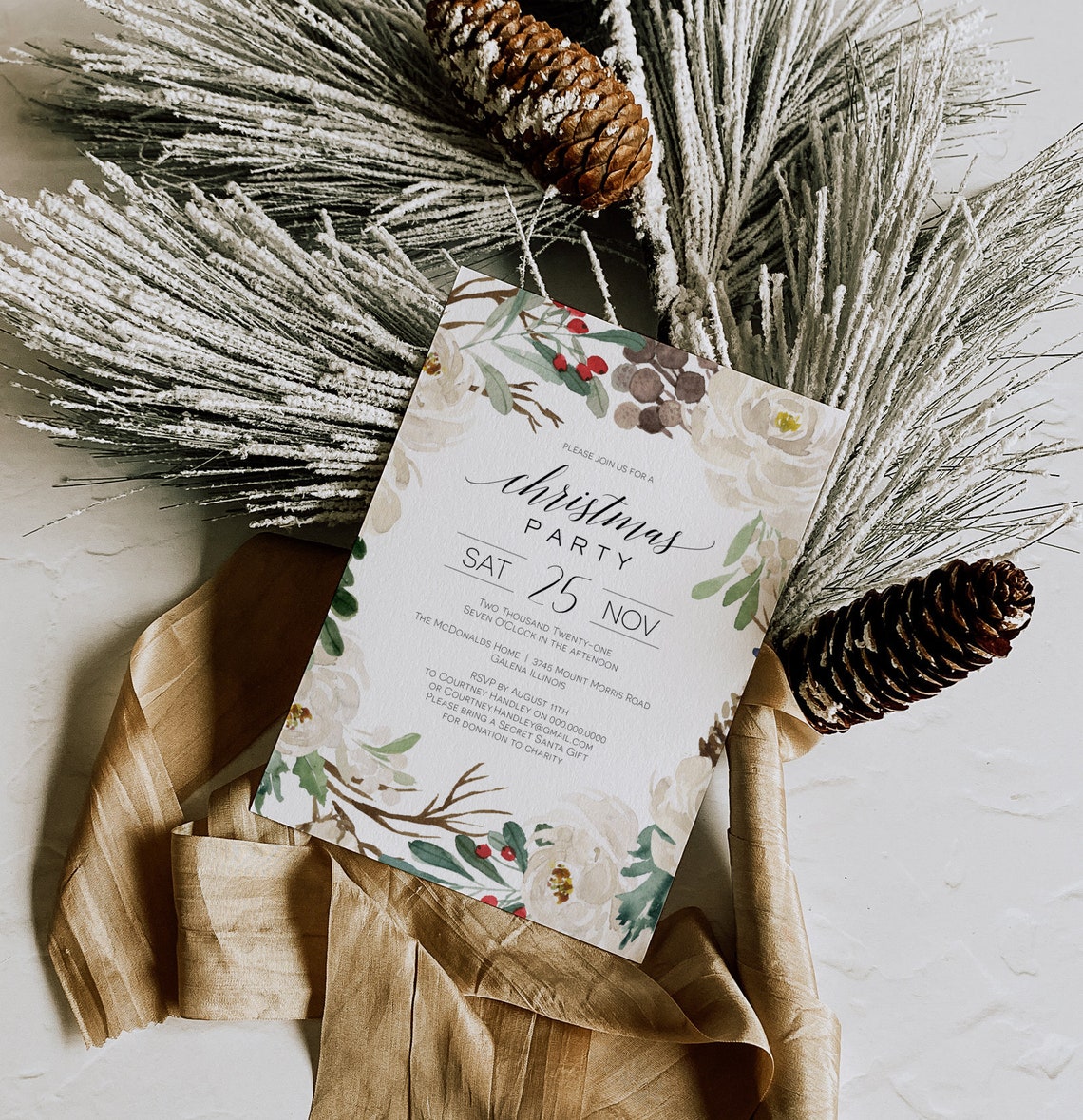 Rustic Christmas Party Invitation Printable Christmas | Etsy