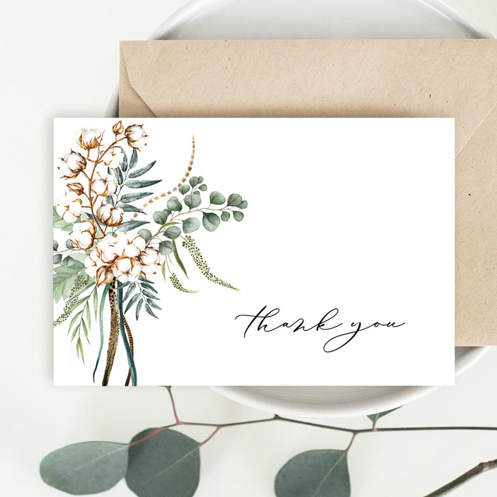 Boho Thank You Card Thank You Card Template 4 X | Etsy