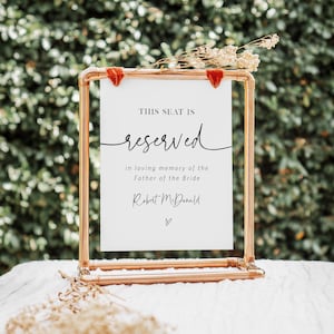 Reserved Seating Sign, Wedding Memorial Sign, Wedding Memory Reserved ...