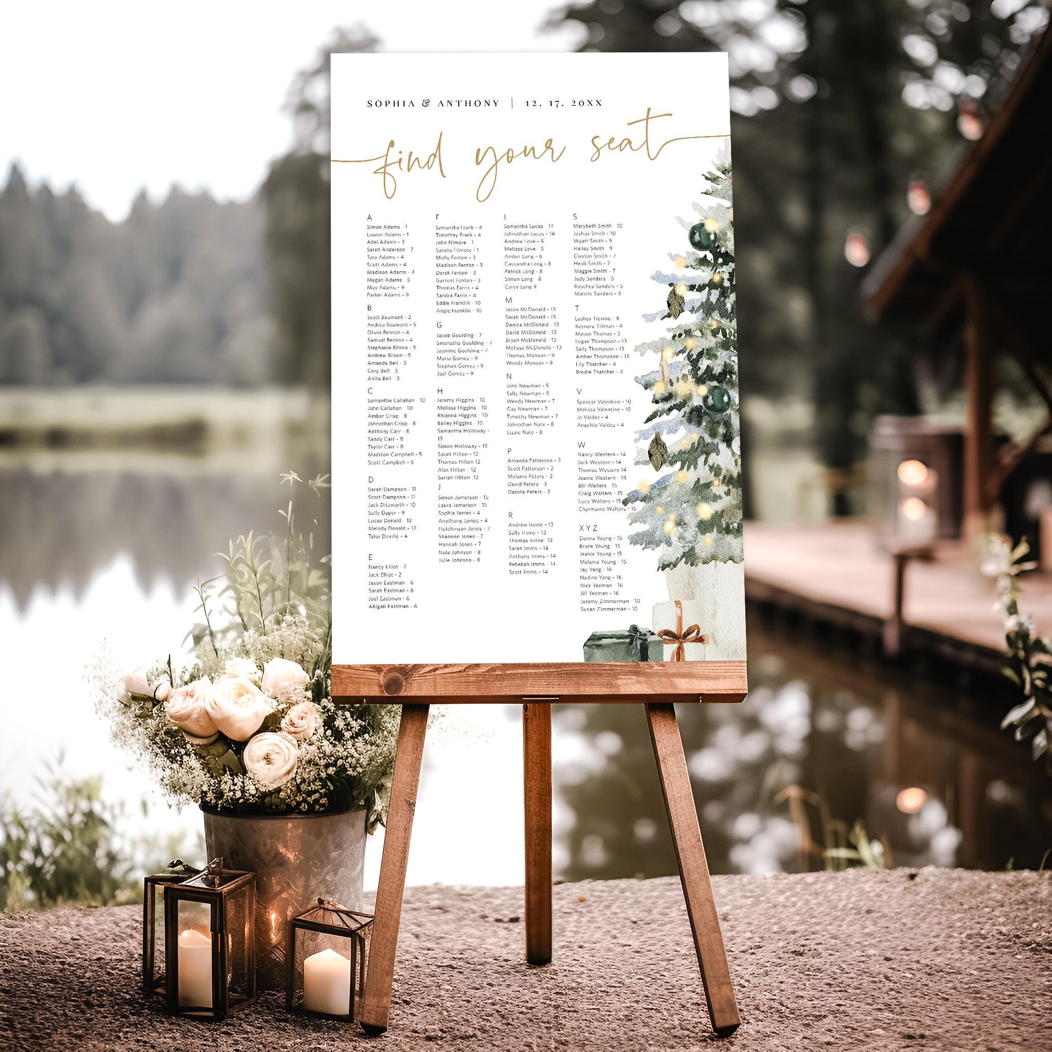 Christmas Seating Chart Poster, Holiday Wedding Seating Chart ...