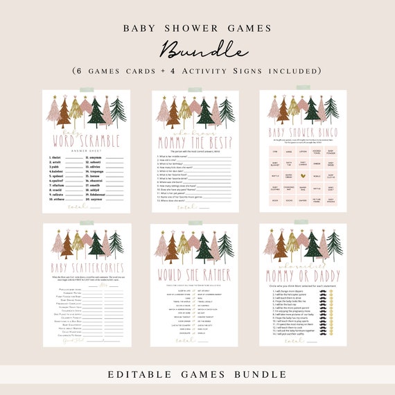 Baby Shower Game Bundle Christmas Baby Shower Games Games | Etsy