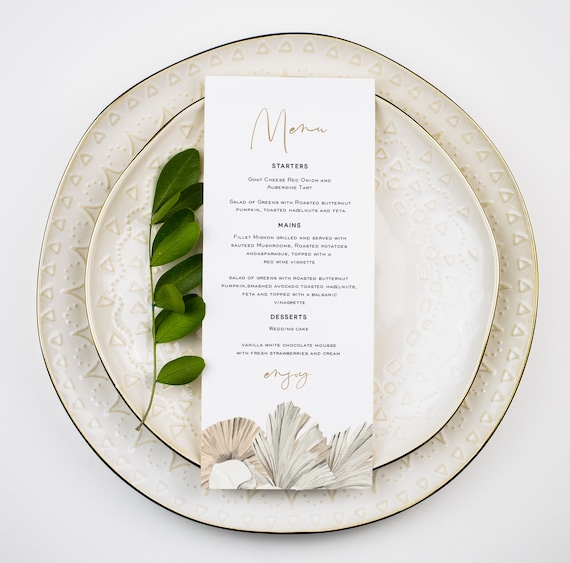 Bohemian Menu Card Printable Menu Card Menu Template Boho | Etsy