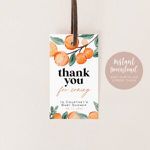 Oranges Thank You Tag, Printable Favor Tag Template, Citrus Favour Tag ...