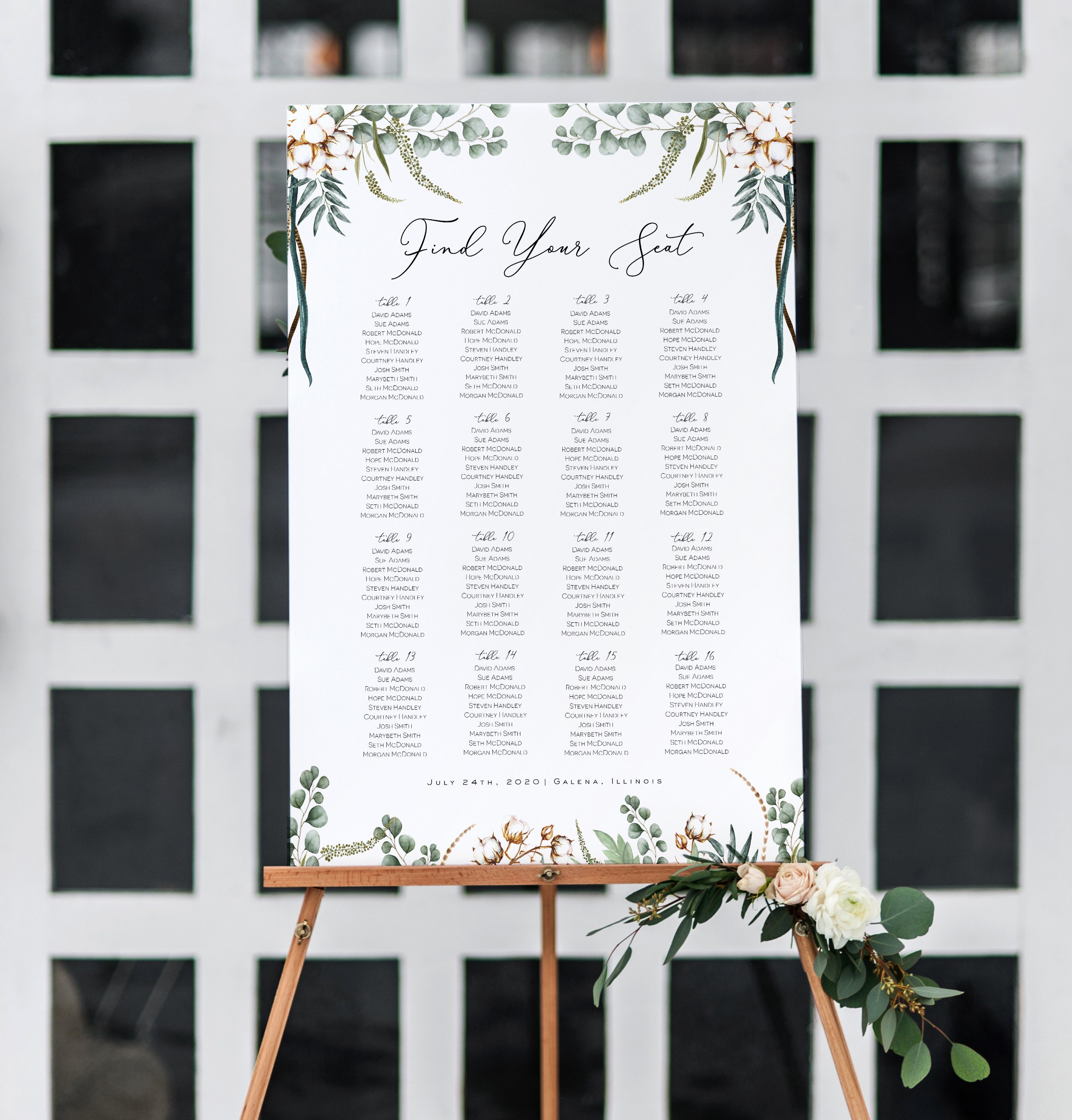 Seating Chart, Boho Seating Chart, Table Seating Chart, Boho Seating ...
