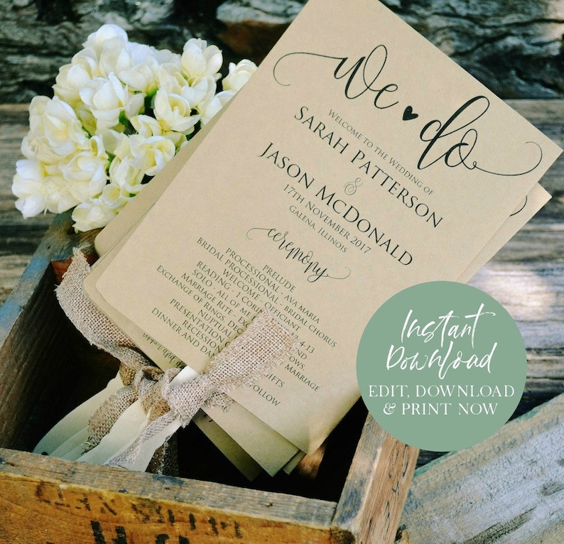 Wedding Program Template Wedding Program Printable We Do | Etsy UK