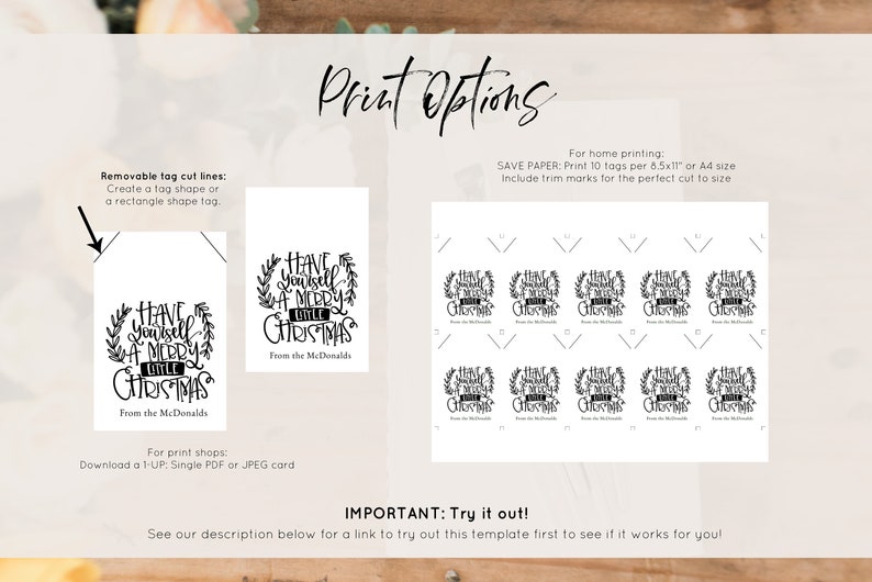 Rustic Christmas Gift Tag Template Printable Christmas Tags - Etsy