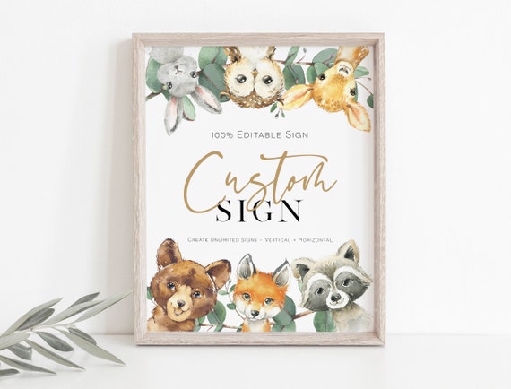 Woodland Custom Sign portrait and Landscape Editable Sign - Etsy